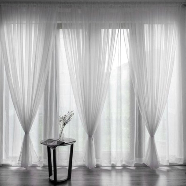 Extra Long Sheer Voile ROD POCKET Curtains 2 PANELS for High Ceiling 10 ...