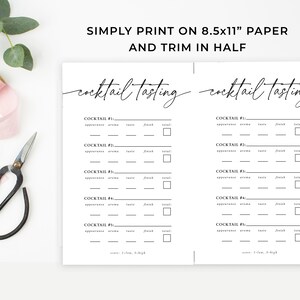 Printable Cocktail Tasting Scorecards, Cocktail Tasting Party, Cocktail ...