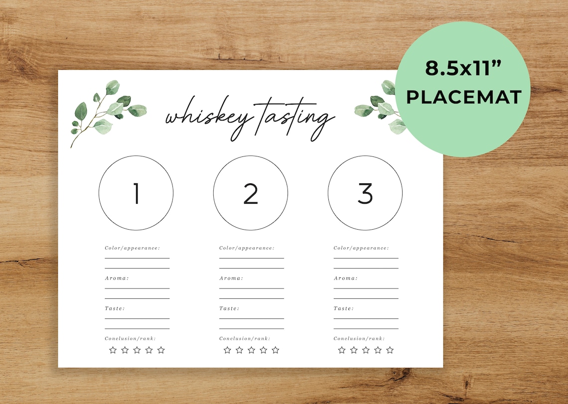 Whiskey Tasting Party Notes, Printable Whiskey Sheets, Whiskey Tasting ...