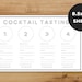 Cocktail Tasting Score Sheet, Cocktail Tasting Party Placemat, Cocktail ...