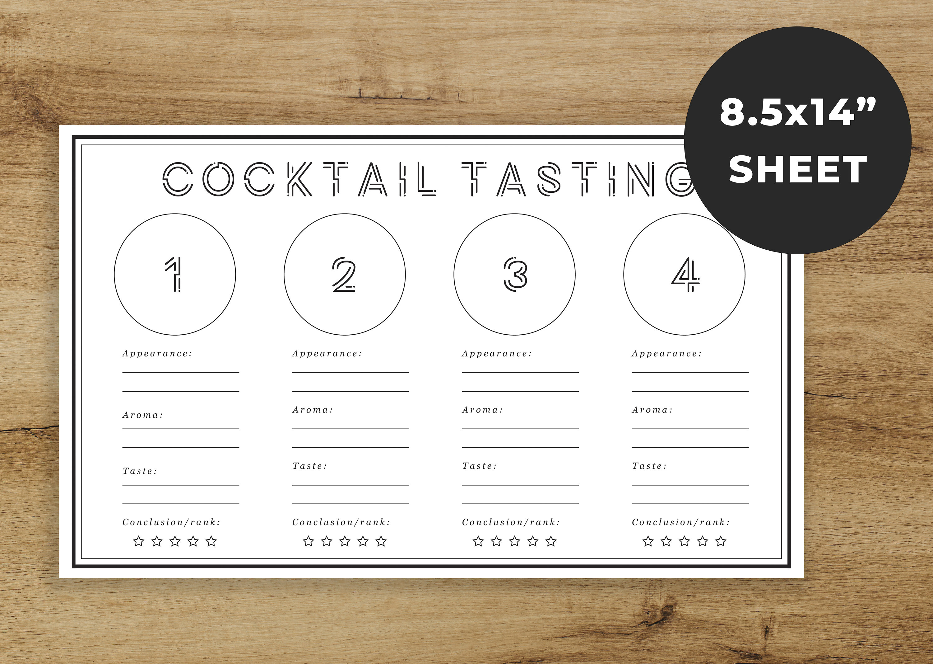 Cocktail Tasting Score Sheet, Cocktail Party Placemat, Flight Mat ...