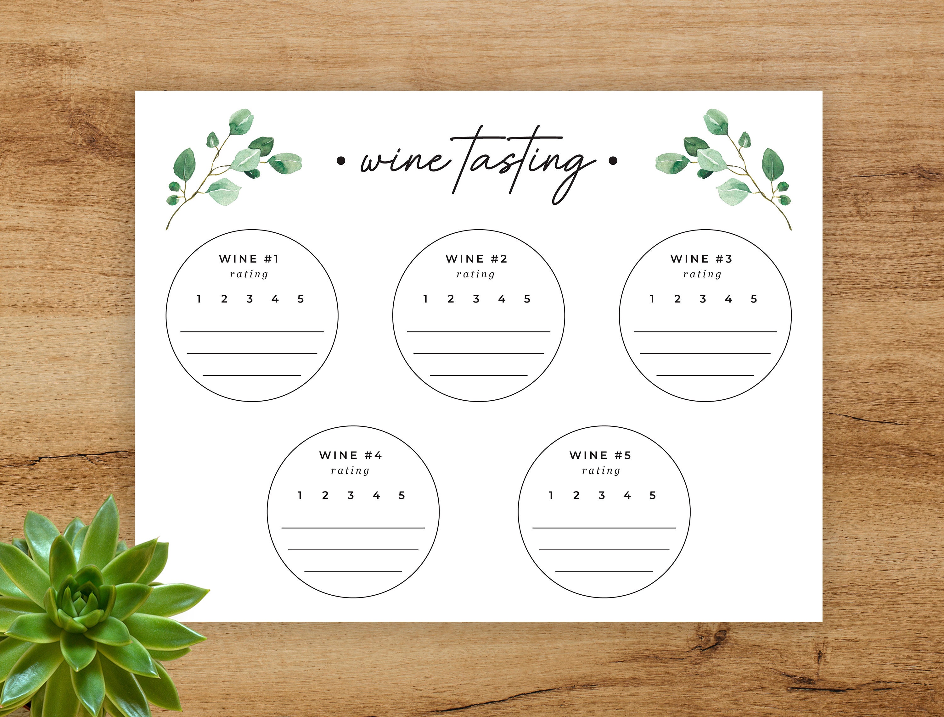 Wine Tasting Sheet, Wine Tasting Placemat, 4 Wines Wine Tasting Party ...