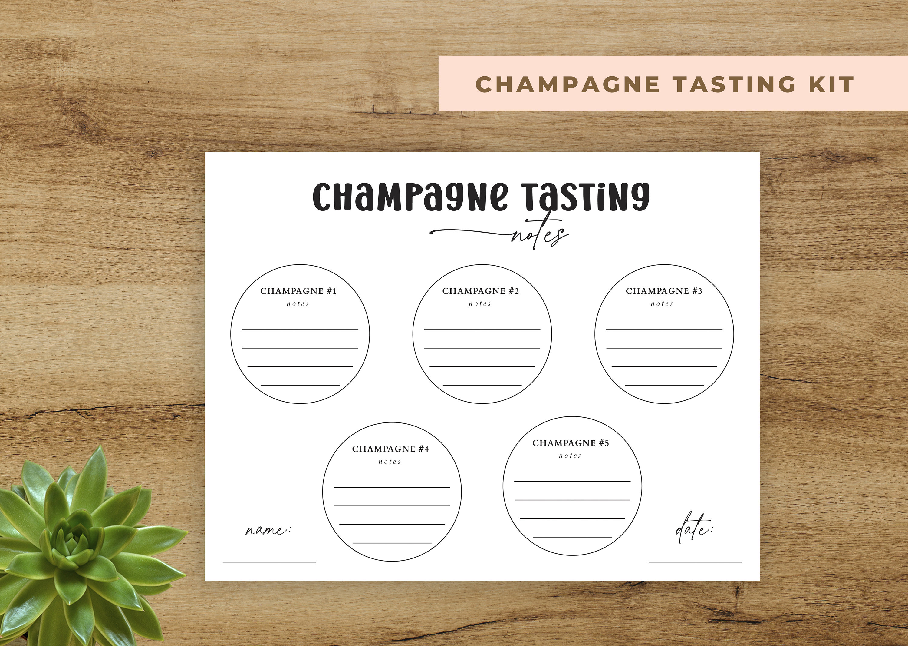 Champagne Tasting Party Kit Champagne Card Tags Placemat - Etsy