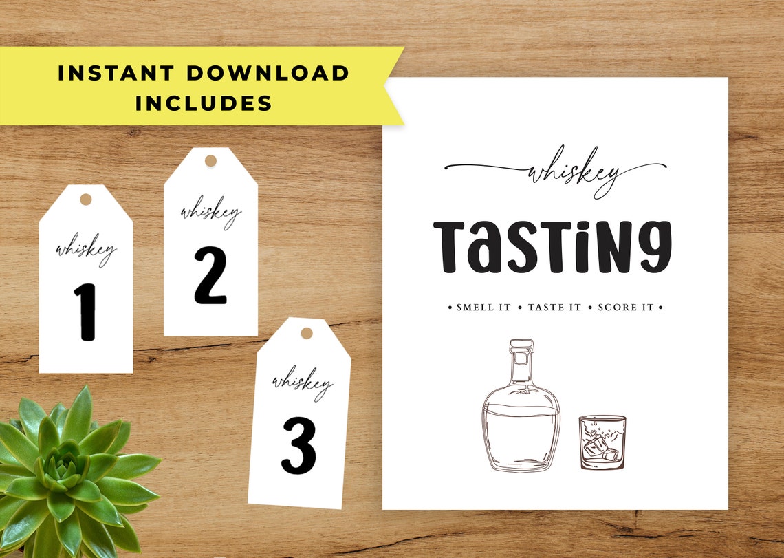 Whiskey Tasting Set Printable, Rustic Whiskey Tasting Kit, Whiskey ...