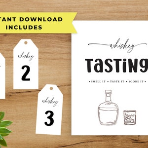 Whiskey Tasting Set Printable, Rustic Whiskey Tasting Kit, Whiskey ...