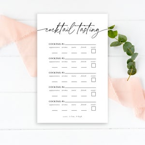 Printable Cocktail Tasting Scorecards, Cocktail Tasting Party, Cocktail ...