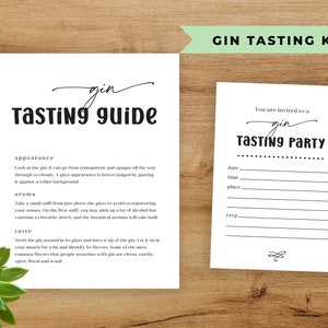 Gin Tasting Party Kit, Rustic Gin Tasting Cards and Sign, Gin Tasting ...