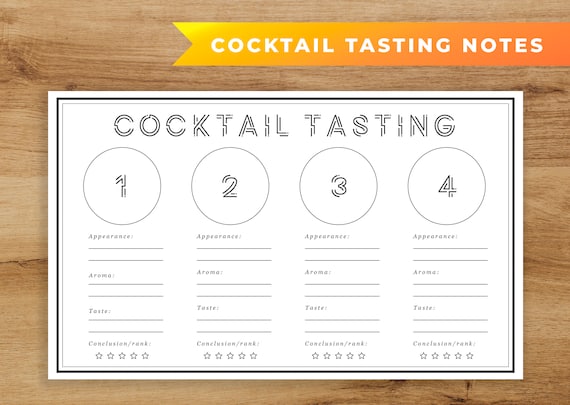 Cocktail Tasting Score Sheet Cocktail Tasting Party Placemat - Etsy