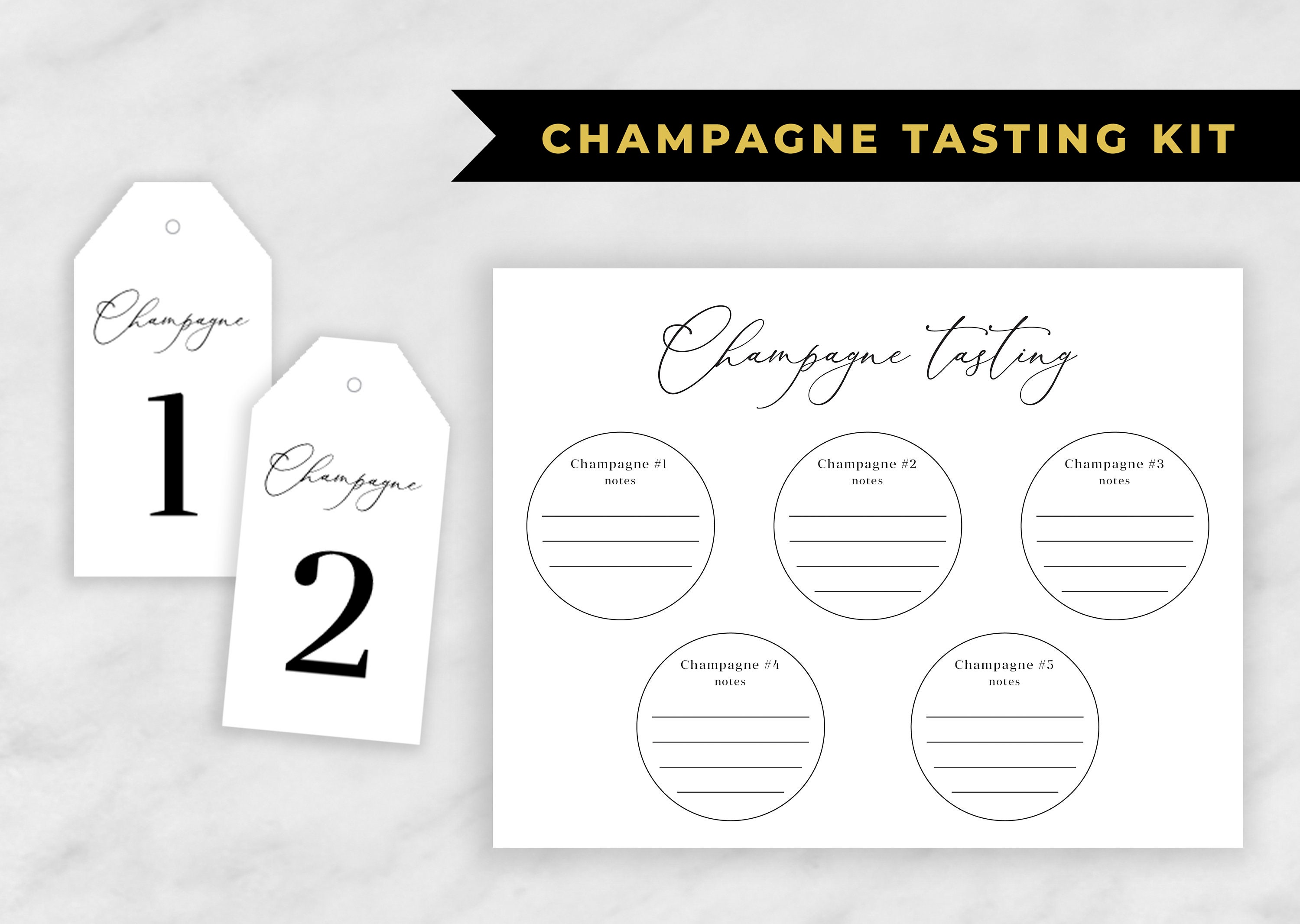 Champagne Tasting Kit, Bridal Champagne Tasting Party, Champagne Tags ...