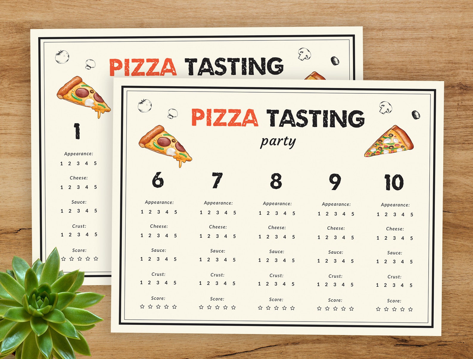 Pizza Tasting Score Card Printable Pizza Tasting Score Sheets Family ...