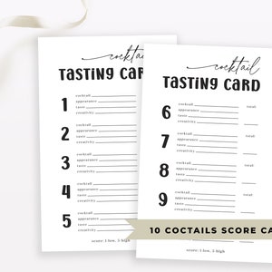 Printable Cocktail Tasting Scorecards up to 10 Cocktails - Etsy