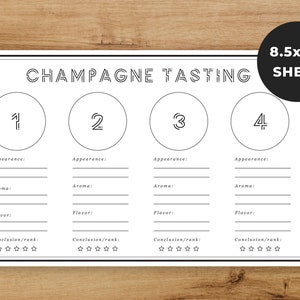 Champagne Tasting Sheet, Printable Champagne Tasting Score Placemat ...