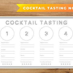 Cocktail Tasting Sheet Printable, Cocktail Tasting Party Placemat - up ...