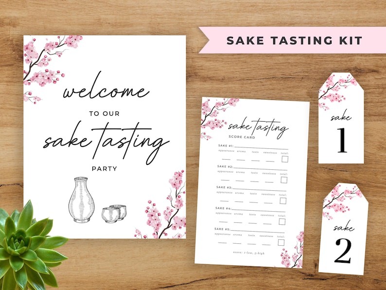Sake Tasting Party Kit, Sake Tasting Sign, Score Cards, Placemat and ...