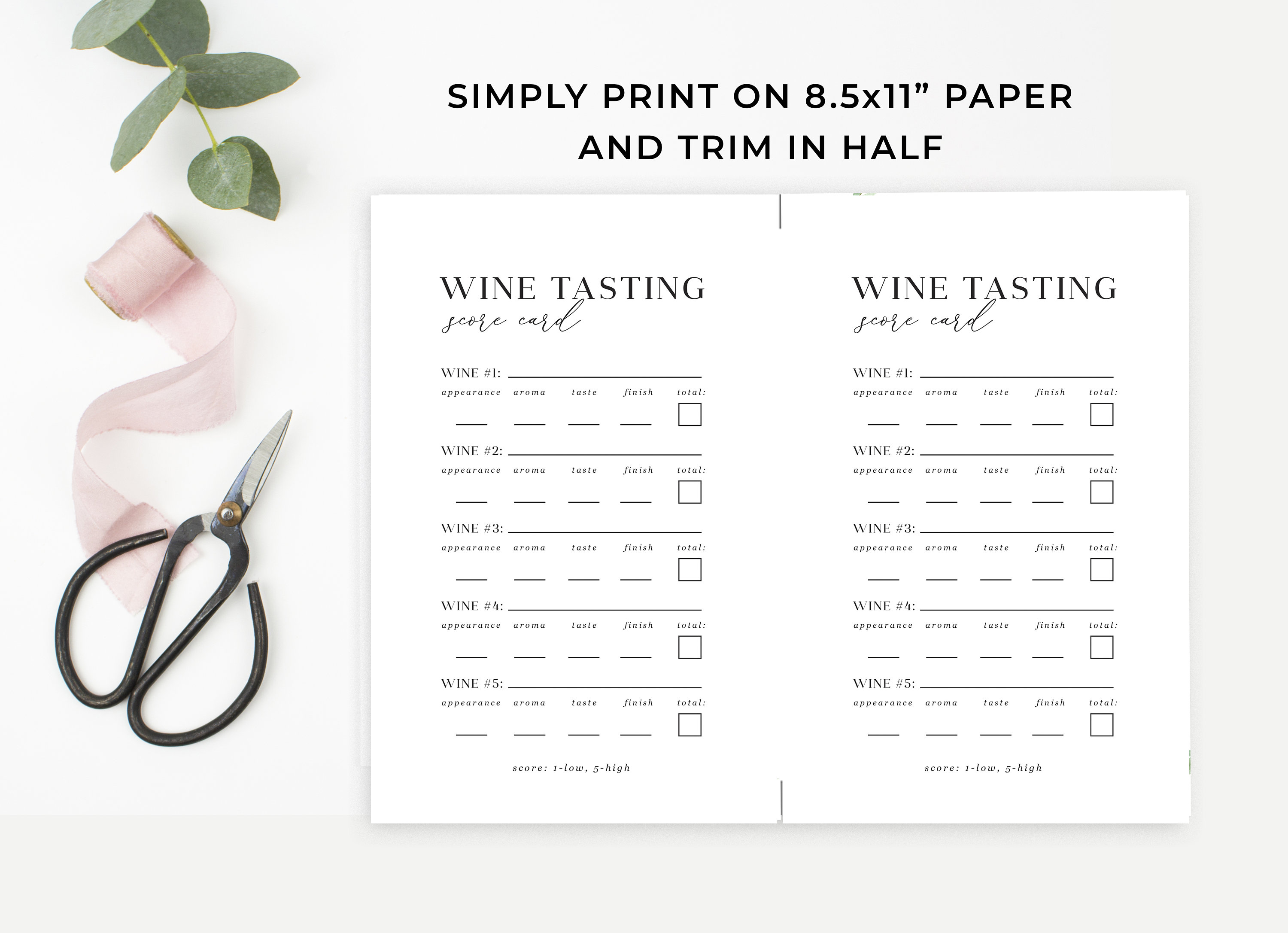 Wine Tasting Score Card Printable Blind Wine Tasting Party - Etsy