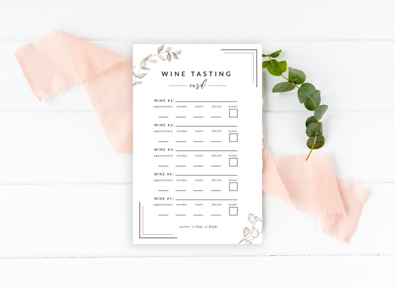 Wine Tasting Score Card Printable Blind Wine Tasting Party Wine Tasting ...