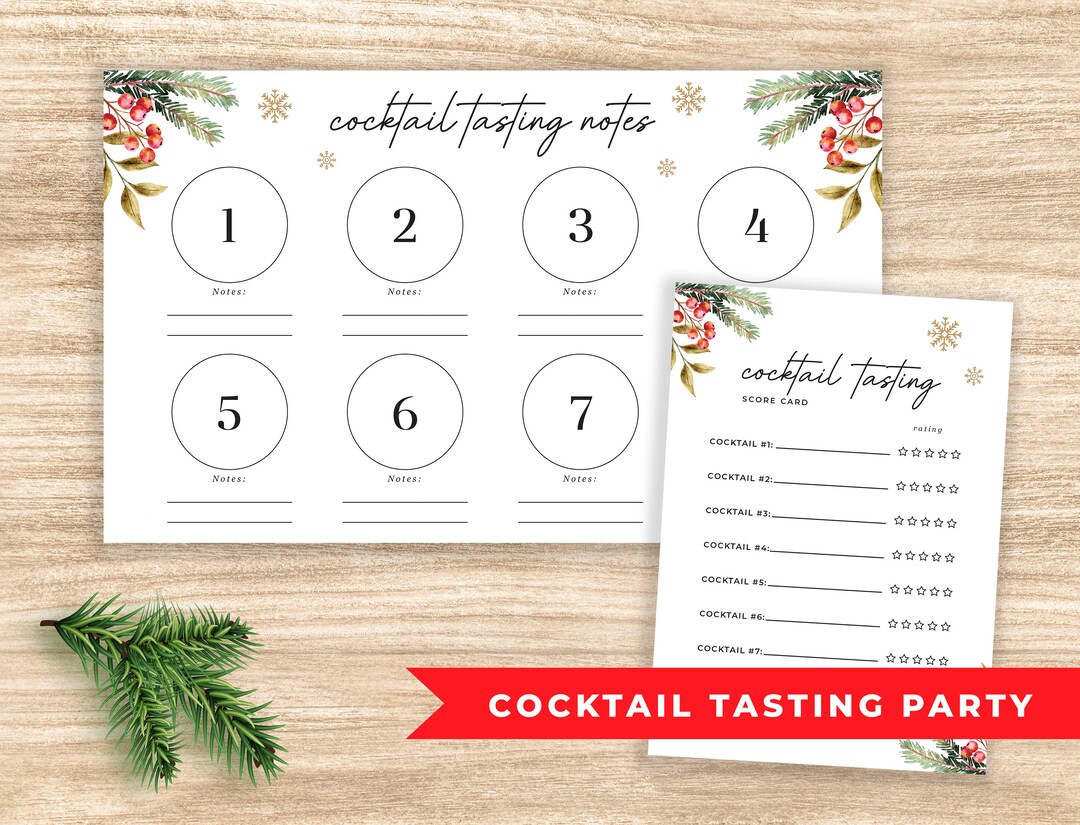 Christmas Cocktail Party Printable Cocktail Tasting Scorecard and ...