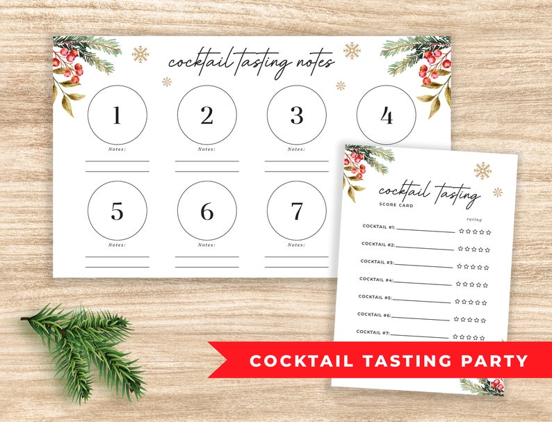 Christmas Cocktail Party Printable Cocktail Tasting Scorecard and ...