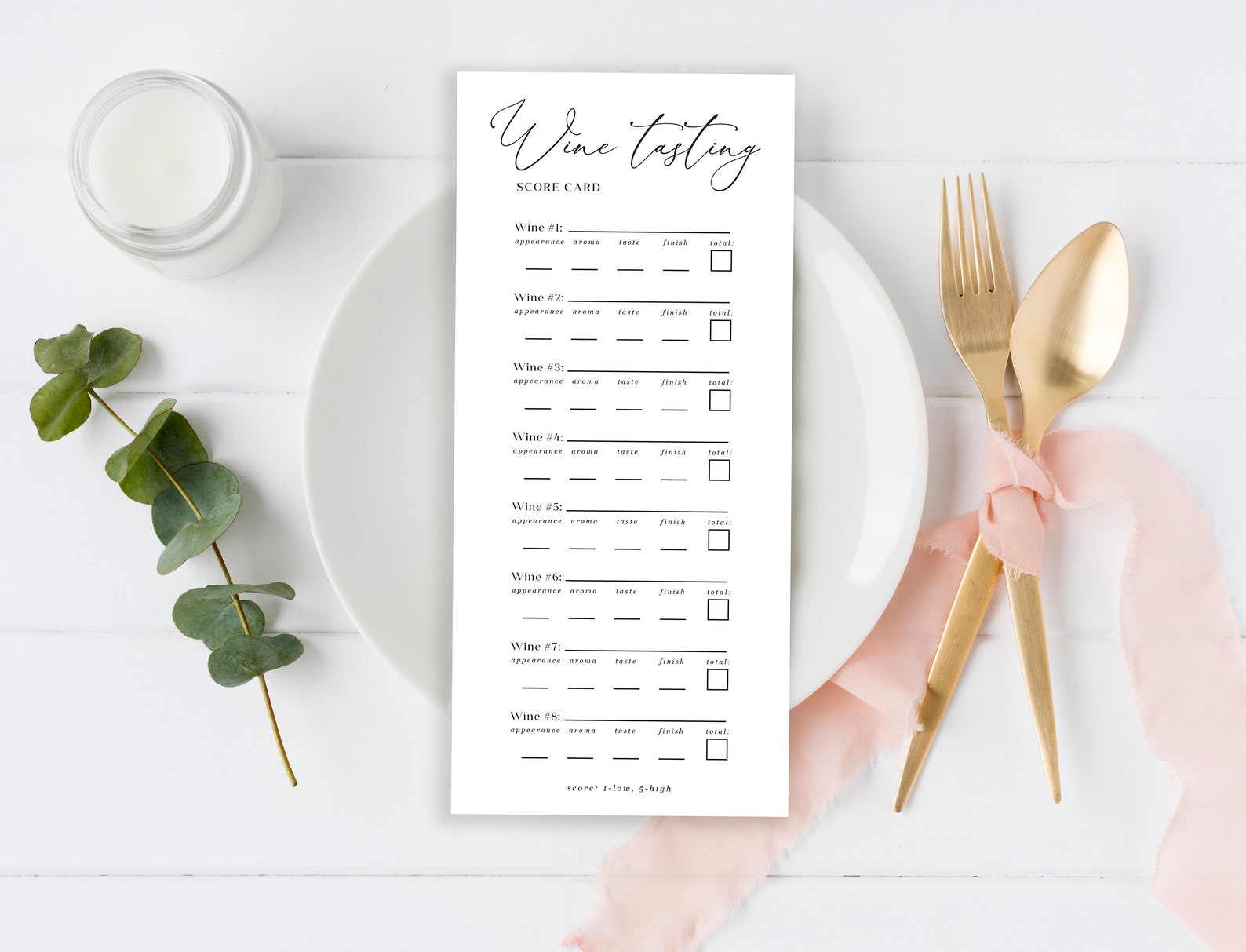 Wine Tasting Score Card Printable Blind Wine Tasting Party - Etsy