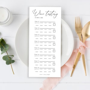 Wine Tasting Score Card Printable, Blind Wine Tasting Party Sheet - for ...
