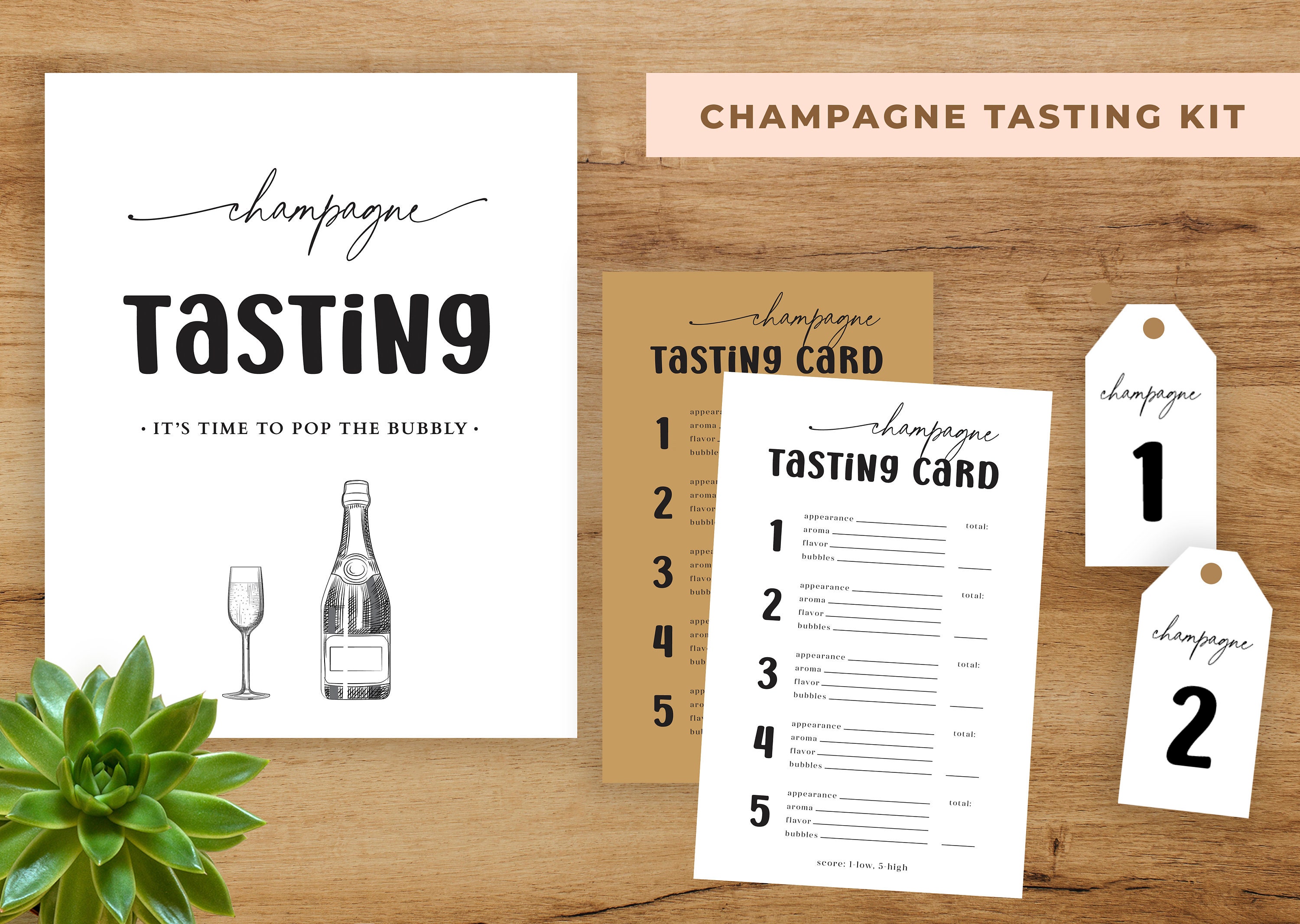 Champagne Tasting Party Kit, Champagne Card, Tags, Placemat and Sign ...