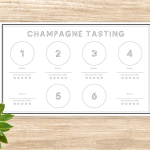 Champagne Tasting Placemat - up to 6 Champagne, Champagne Tasting Party ...