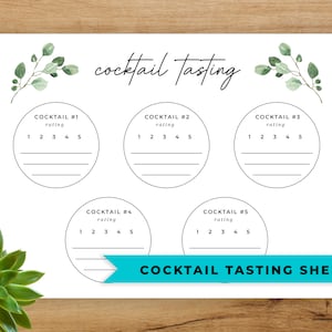 Cocktail Tasting Sheet Printable, Cocktail Tasting Party Placemat - up ...