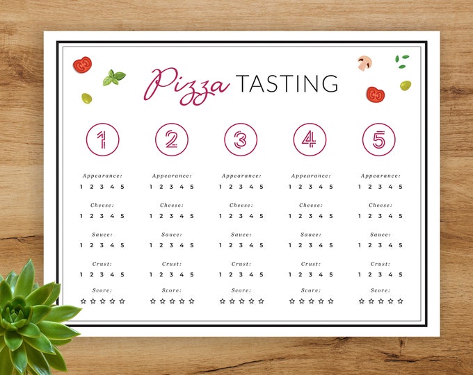 Pizza Tasting Scorecard Printable Template, Party Food Tasting Game ...