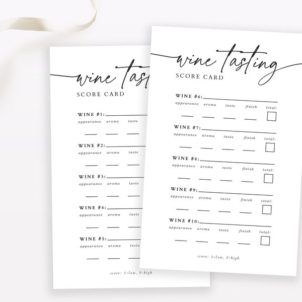 10 Wine Tasting Score Cards - Etsy