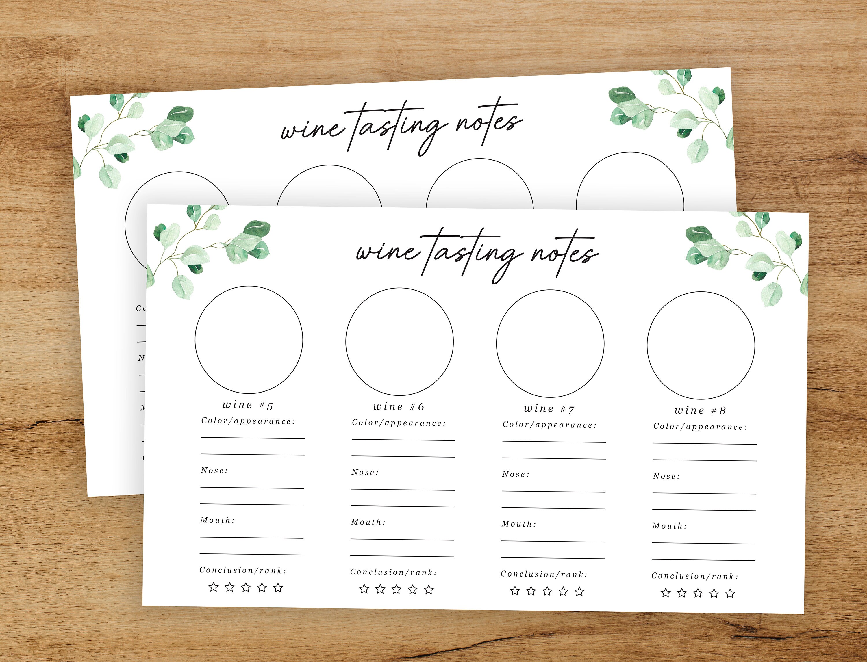 Wine Tasting Sheet, Blind Wine Tasting Winery, Wine Tasting Placemat ...