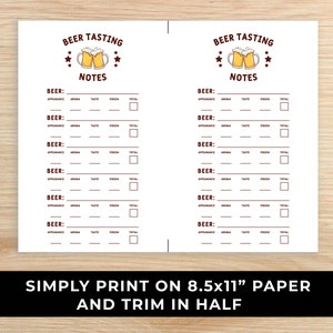 Beer Tasting Notes, Beer Tasting Party Score Card Printable, Rustic ...