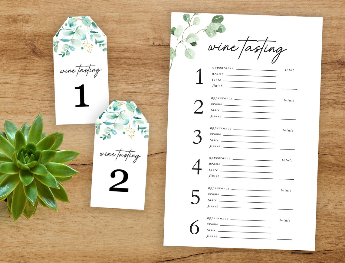 Wine Tasting Card for 3 Wines Printable Wine Tasting Cards - Etsy