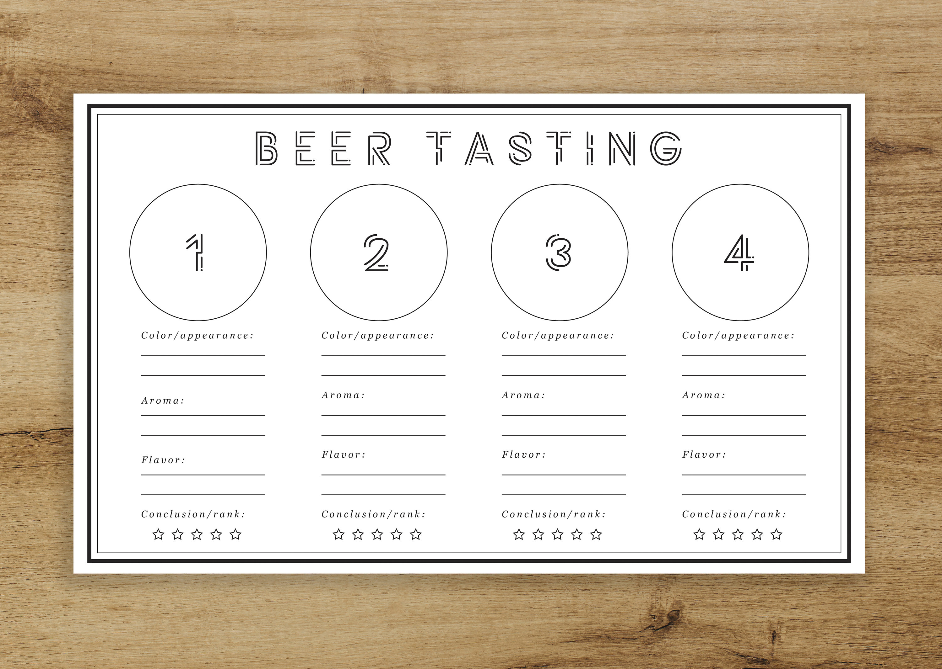 Beer Tasting Placemat, Beer Tasting Flight Score Mat, Printable Beer ...
