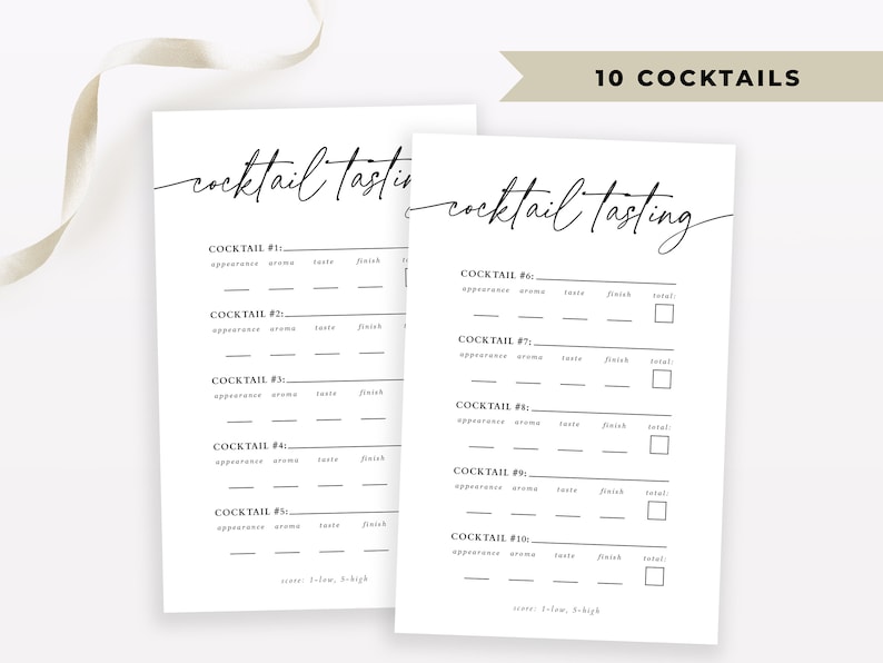 Cocktail Tasting Score Card Cocktail Tasting Party Printable - Etsy