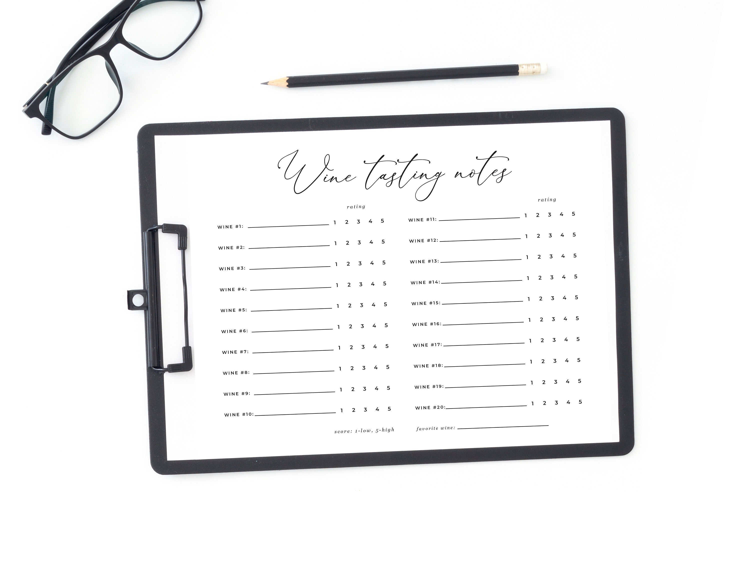 Wine Tasting Sheet Printable Blind Wine Tasting Winery Wine - Etsy