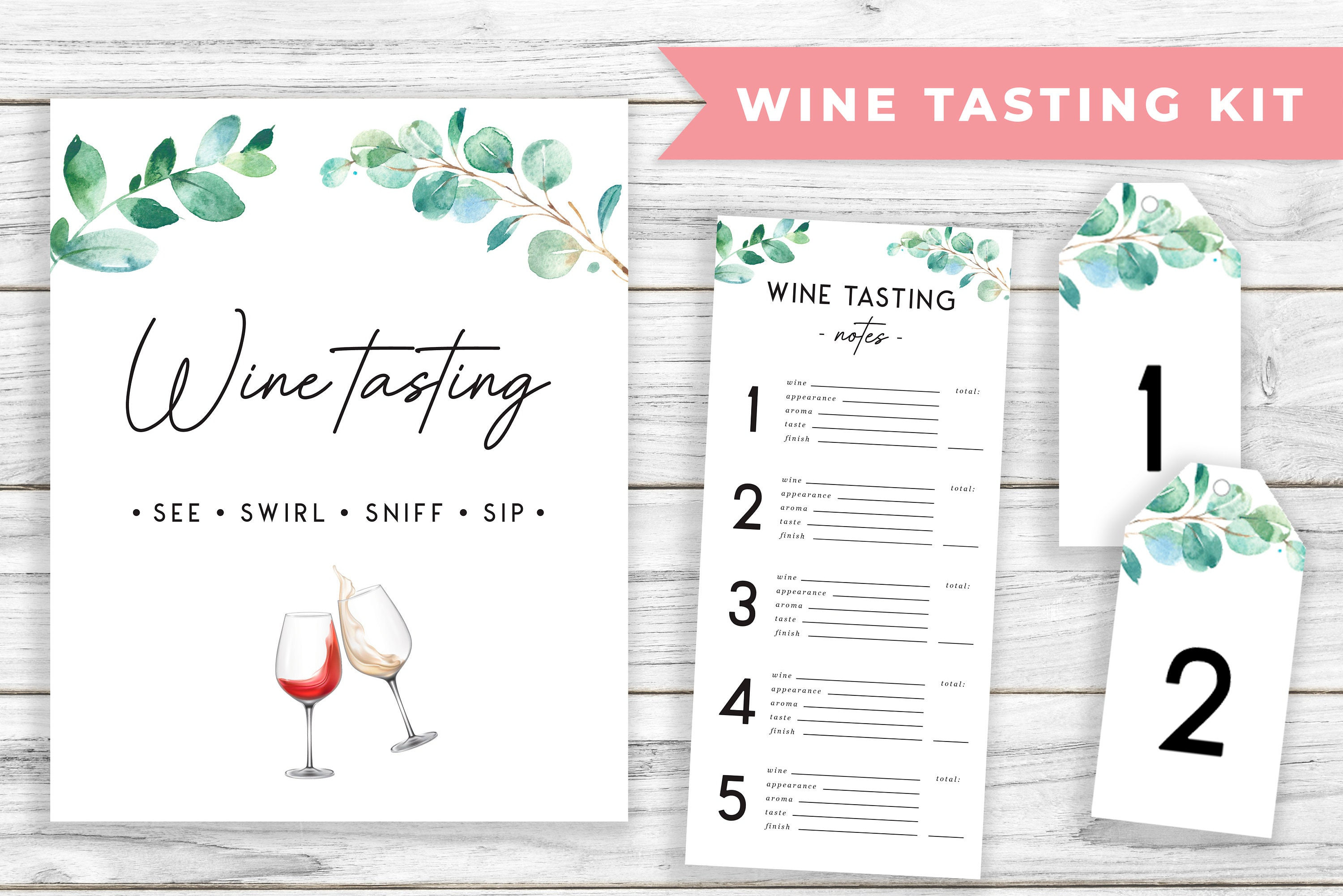 Wine Tasting Kit Printable Blind Wine Tasting Bridal Shower ...