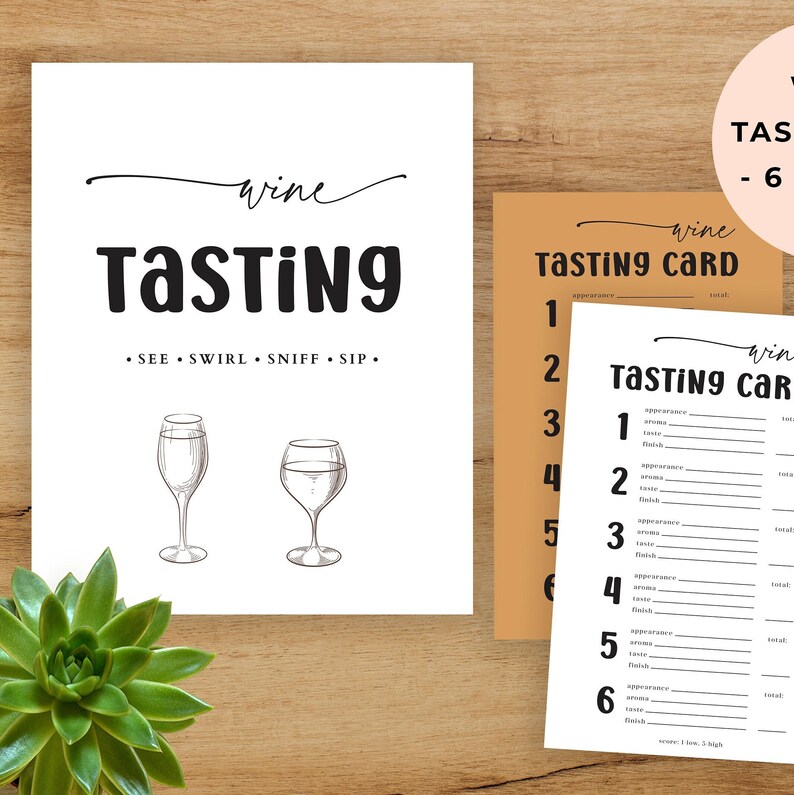 Wine Tasting Party Kit 6 Wines, Wine Tasting Score Cards, Sign ...
