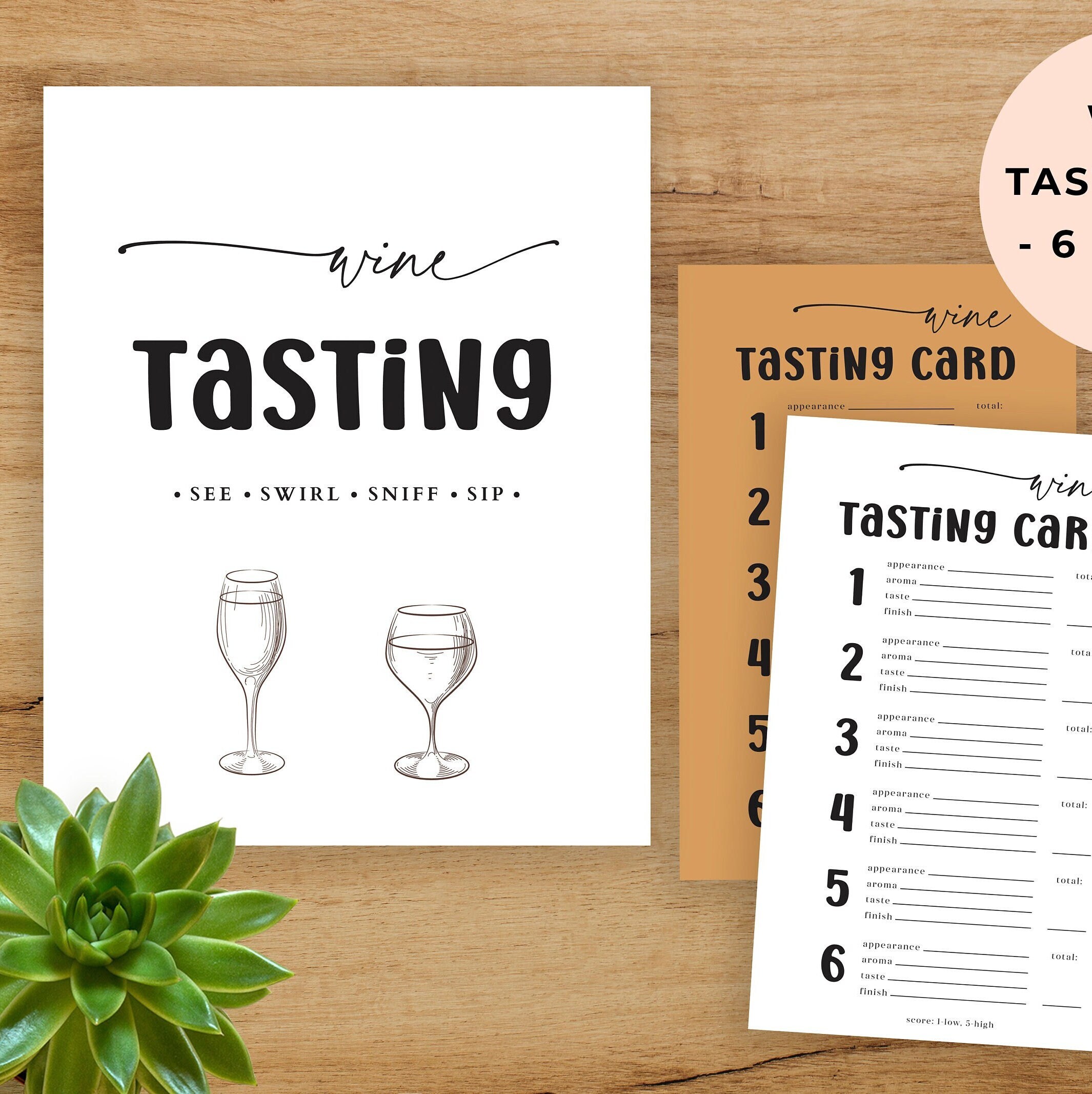 Wine Tasting Party Kit 6 Wines, Wine Tasting Score Cards, Sign ...