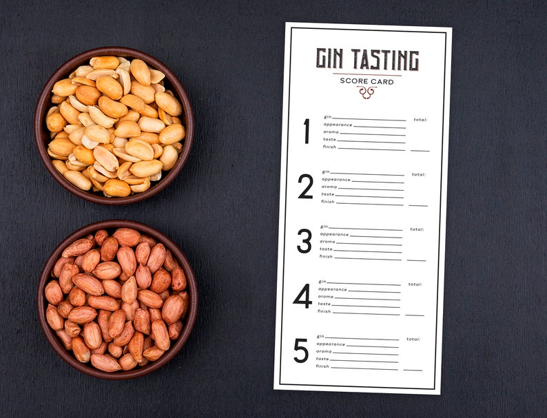 Gin Tasting Score Cards, Blind Gin Tasting Party, Printable Gin Tasting ...