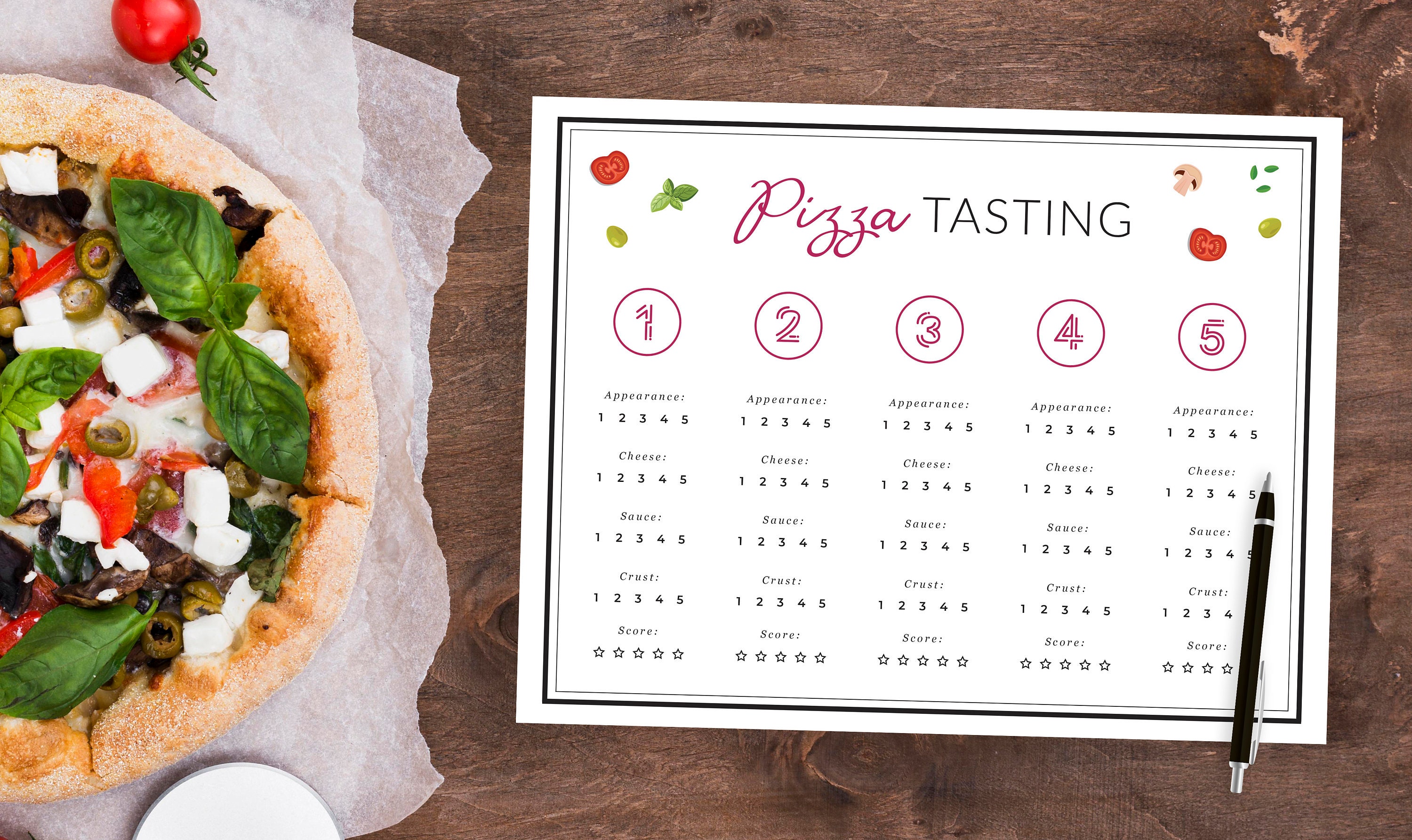 Pizza Tasting Sheets, Printable Pizza Tasting Score Card, Family Pizza ...