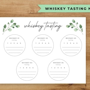 Whiskey Tasting Notes, Printable Whiskey Tasting Placemat, Rate Your ...