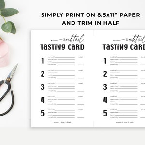 Printable Cocktail Tasting Scorecards - up to 10 Cocktails, Cocktail ...