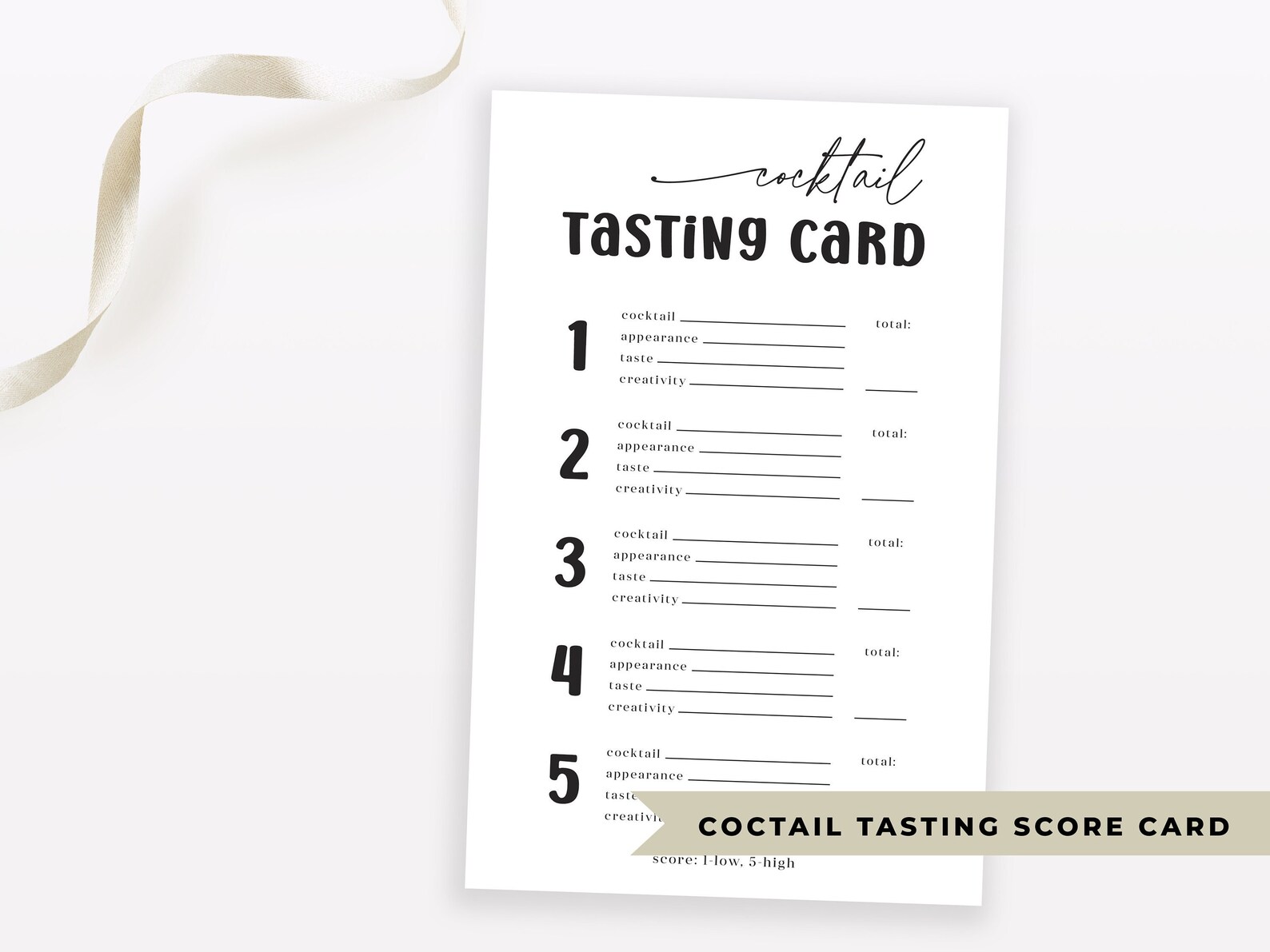 Cocktail Tasting Score Card up to 5 Cocktails Cocktail - Etsy