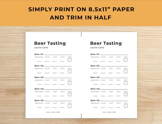 Beer Tasting Score Card Printable