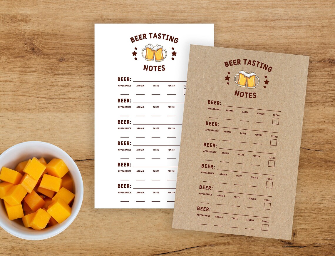 Beer Tasting Notes, Beer Tasting Party Score Card Printable, Rustic ...