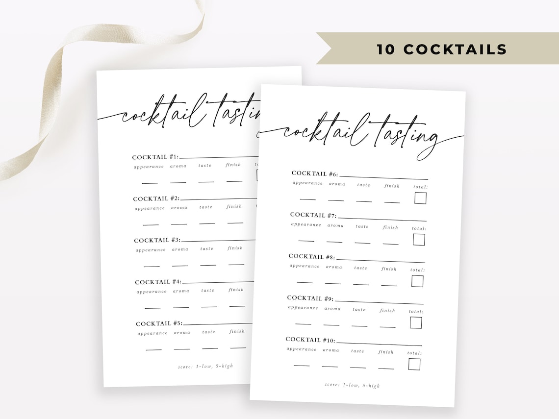 Cocktail Tasting Party Sign, Printable Cocktail Sign, Bridal Shower ...