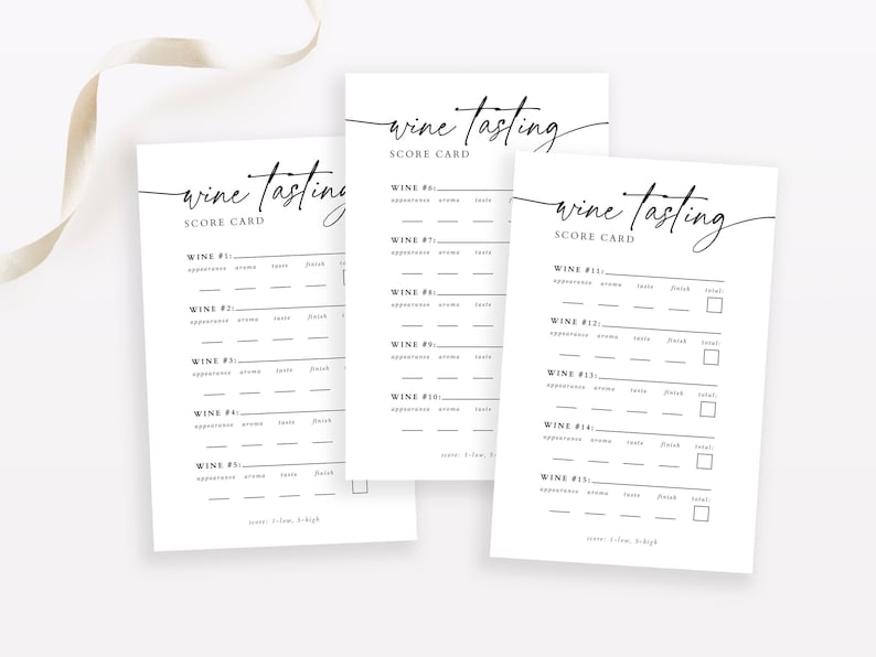Wine Tasting Score Cards for 15 Wines (printable PDF) - Etsy