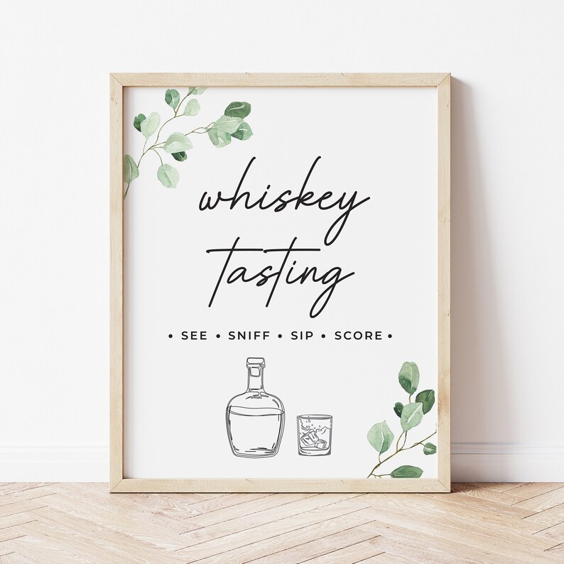 Whiskey Tasting Party Sign, Welcome to Whiskey Tasting, Greenery ...
