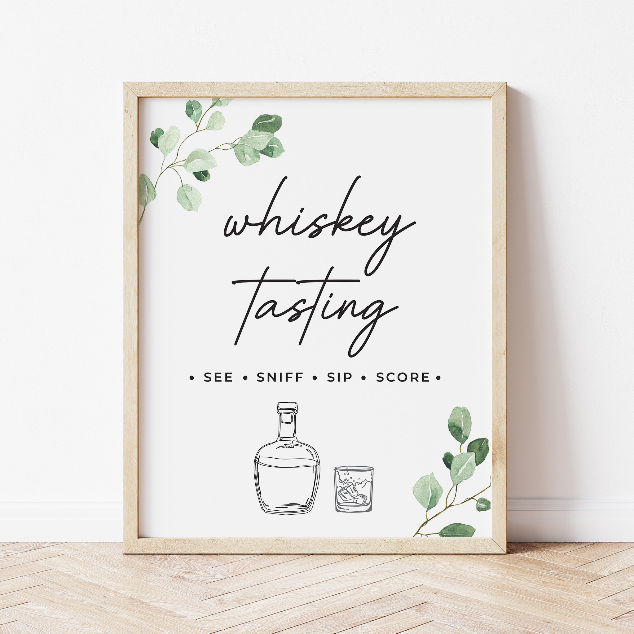 Whiskey Tasting Party Sign, Welcome to Whiskey Tasting, Greenery ...