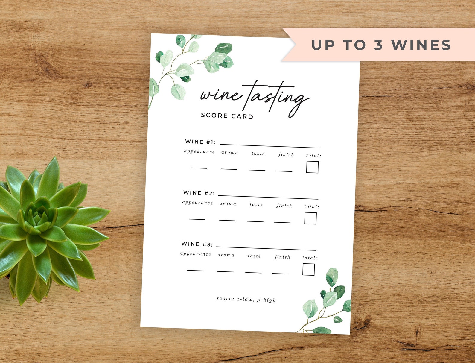 Wine Tasting Card for 3 Wines Printable Wine Tasting Cards | Etsy